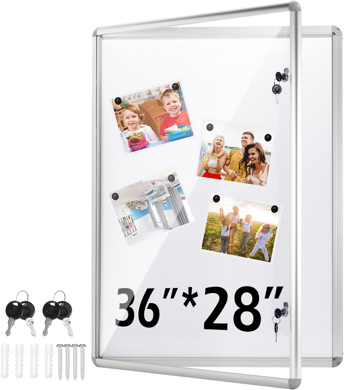 Amazon.com : Ctosree Enclosed Bulletin Board Case Lockable Cork Notice ...