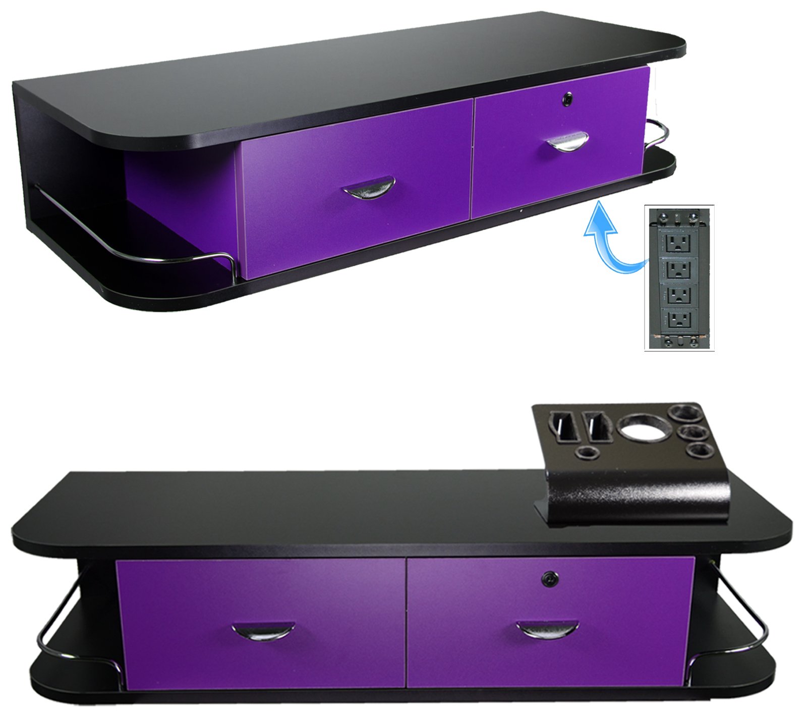 Buy Purple Locking Wall Styling Station with Black op Appliance Holder ...