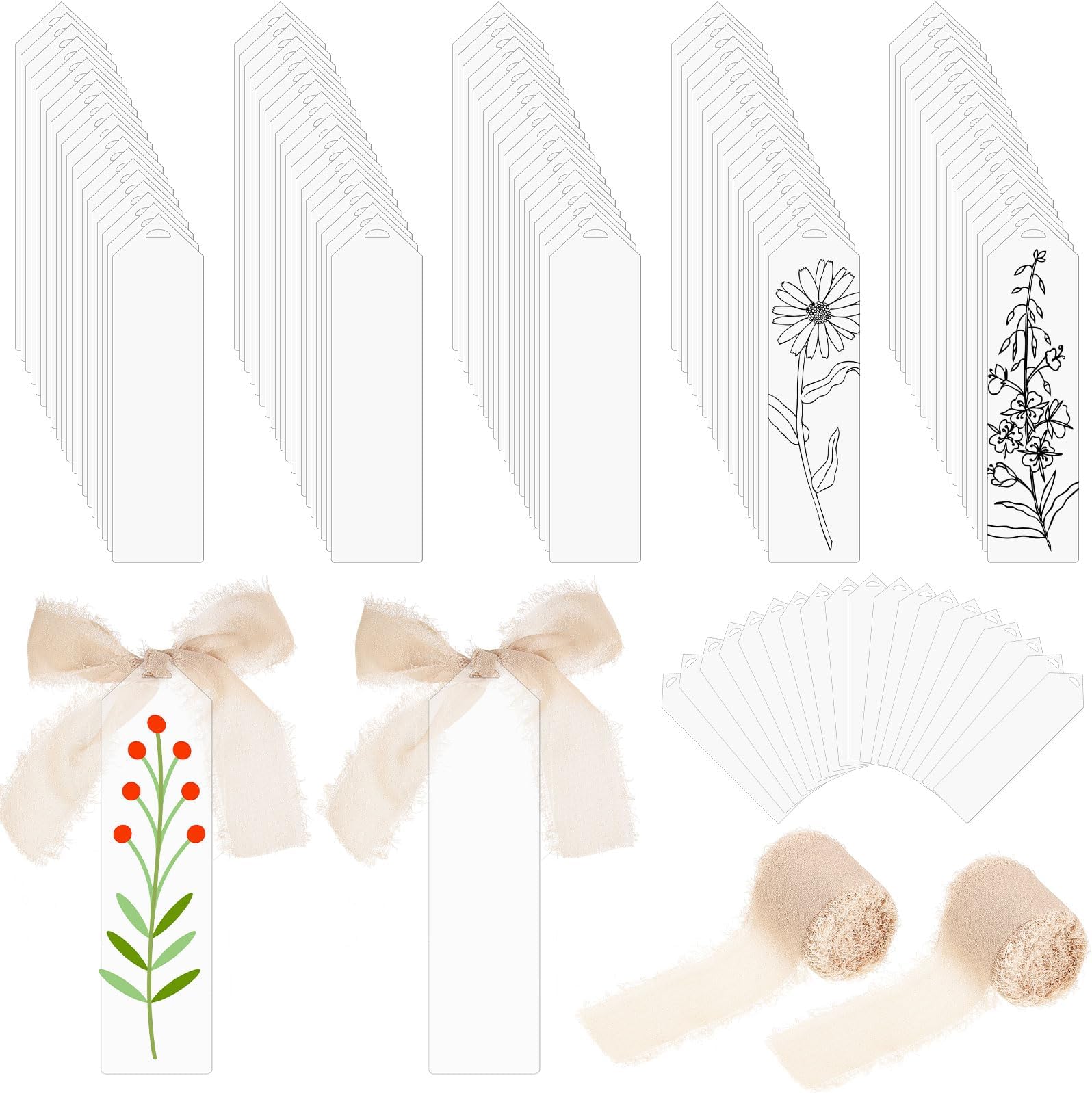 Amazon.com: Yeaqee 100 Pcs Transparent Acrylic Bookmark Blanks Clear ...