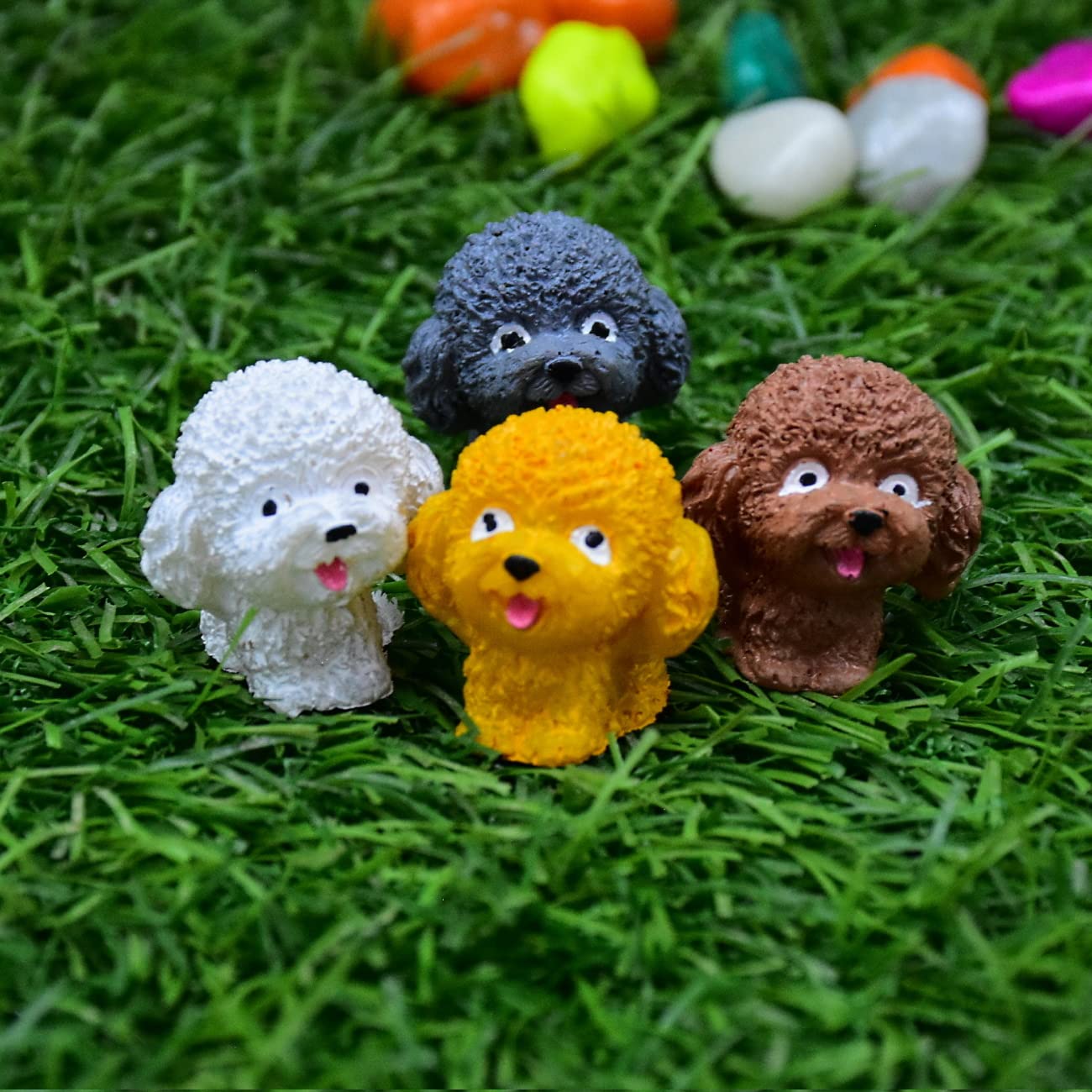 DECZO Cute Multicolor Dog Puppy Miniature Figures (Set of 4) : Amazon ...