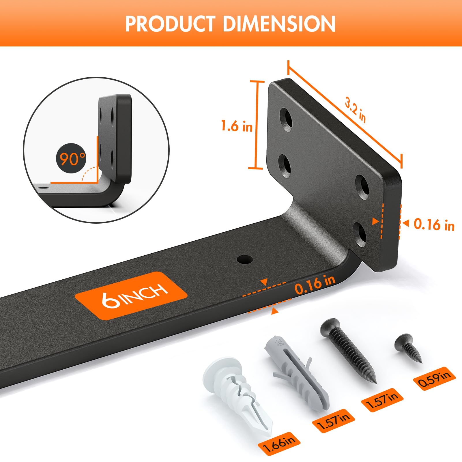 Snapklik.com : VANCASTLE Shelf Bracket, Floating Shelf Bracket 6 Inch ...