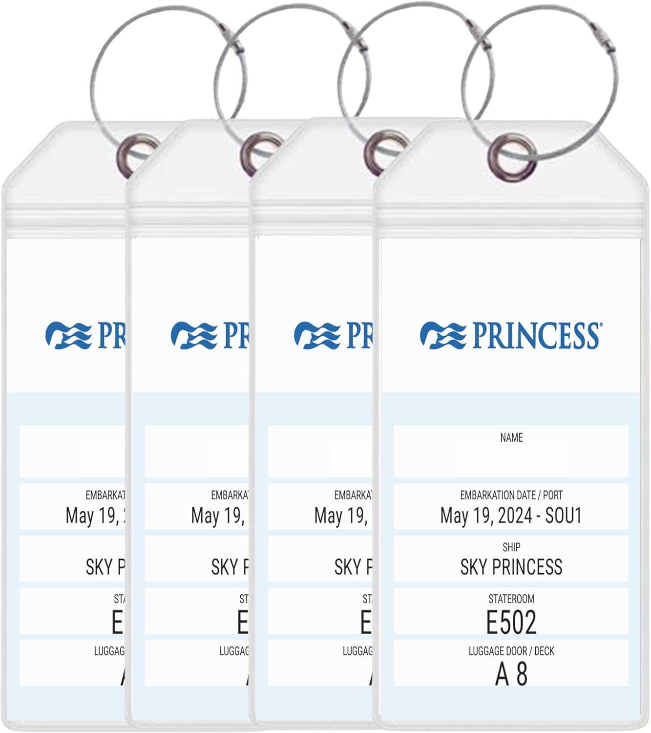 Princess Cruise Luggage Tag Holders [4 Pack] – Waterproof, Durable ...