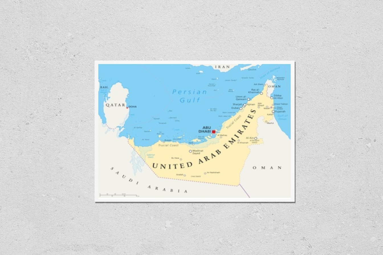 Kwikmedia Poster Reproduction Of Uae United Arab Emirates Political Map ...