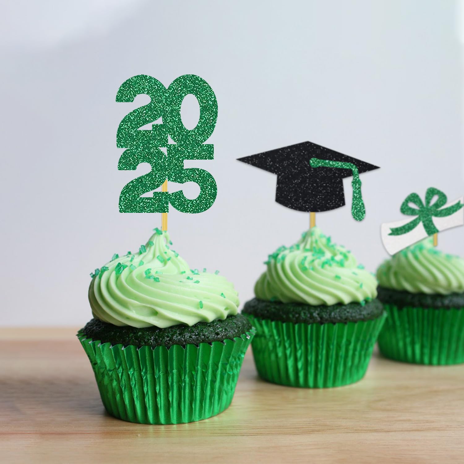 Green And White Graduation Cupcakes Graduation Cake Green And White