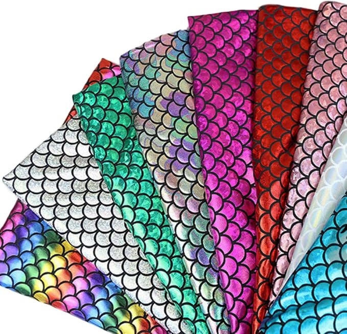 Amazon.com: Tong Gu Mermaid Sequins Fabric Fish Scales Stretch for ...