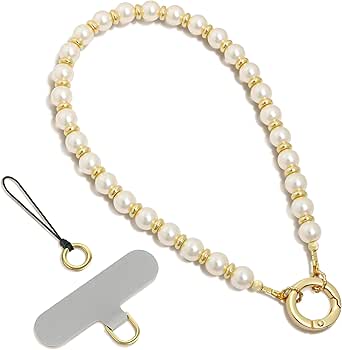 Amazon.co.jp: [SURPHY] スマホストラップ手首 ハンドストラップ 携帯ストラップ パールストラップ リストストラップ パールチェーン iPhoneストラップ リングス ...