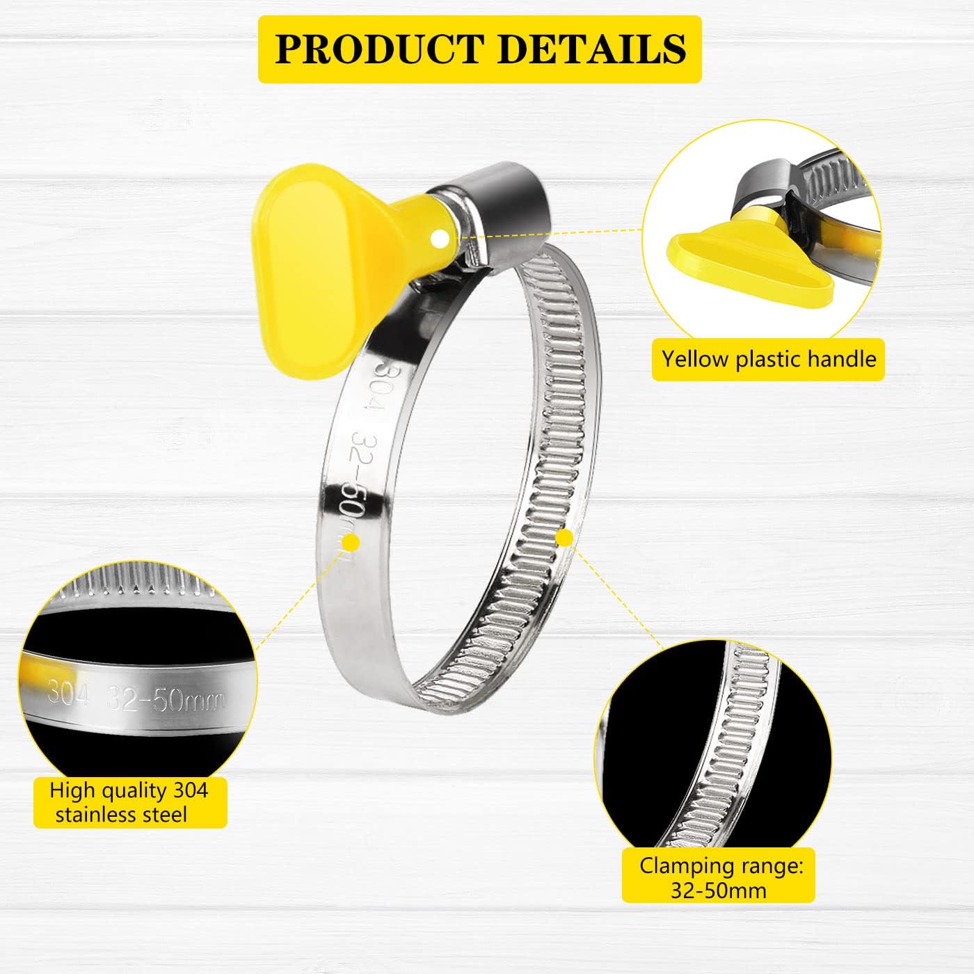 Oumuik Pipe Clamp Steel Galvanised (32-50 mm) Pack of 10 Hose Clamps ...