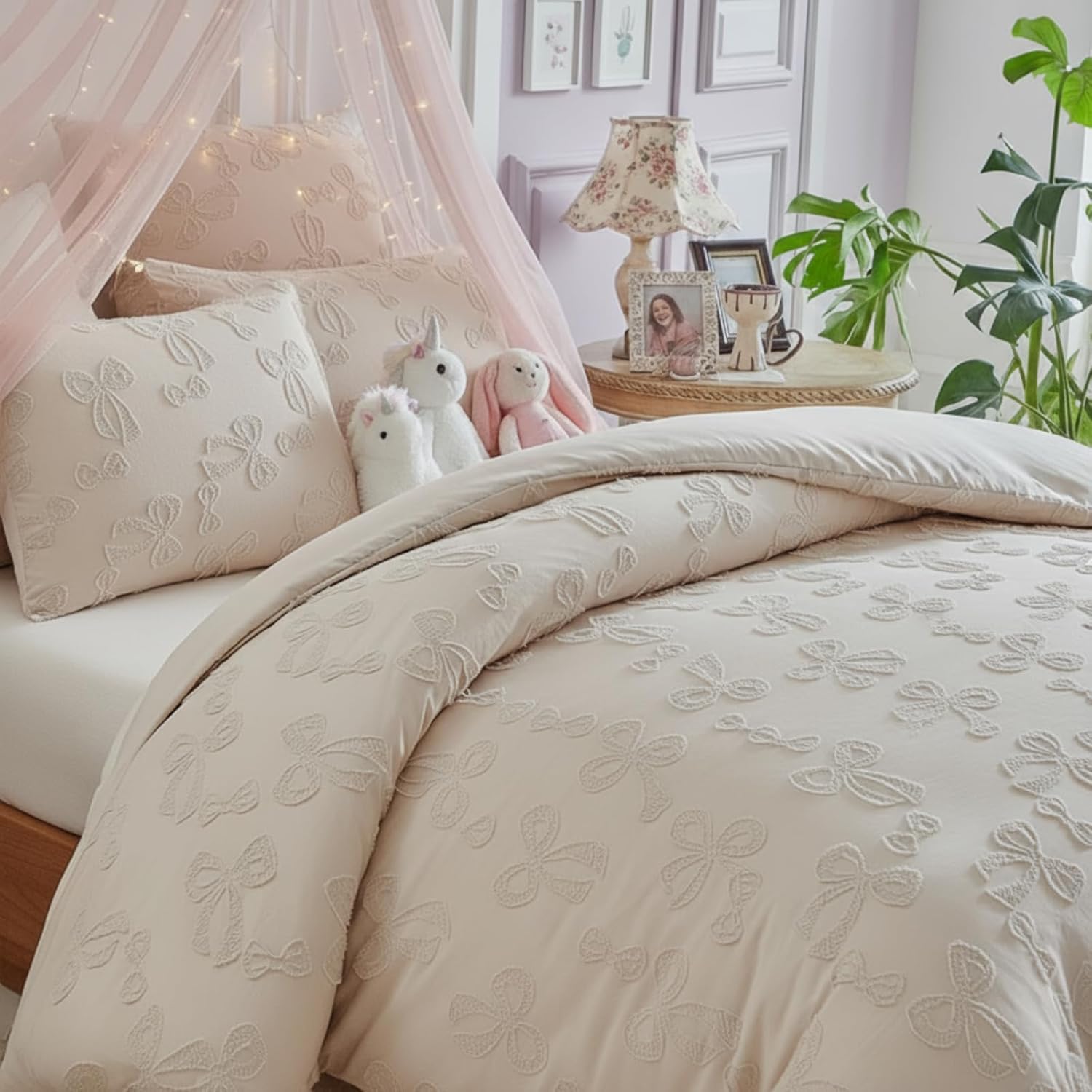 Amazon.com: Frienda 3 Pcs Christmas Bow Full Comforter Cover Set ...