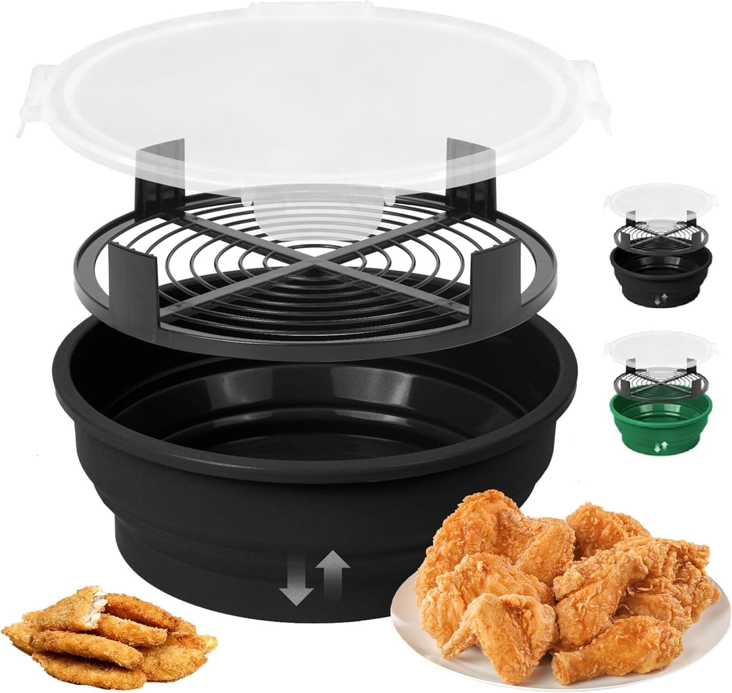 Amazon.com: 2PCS Collapsible Batter Bowl, Breader Shaker Bowl with Lid ...