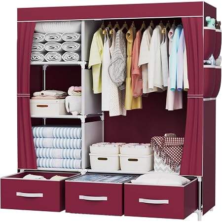 Eurotrade W Ltd Large Grey Fabric Canvas Bedroom Wardrobe With Hanging ...