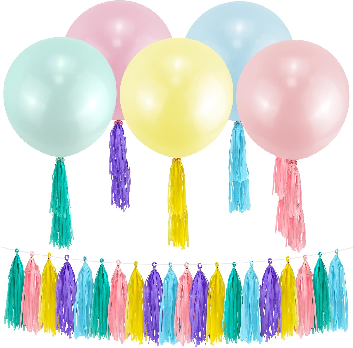 24 inch Extra Large Pastel Macaron Balloons with Colorful Tassel Big ...