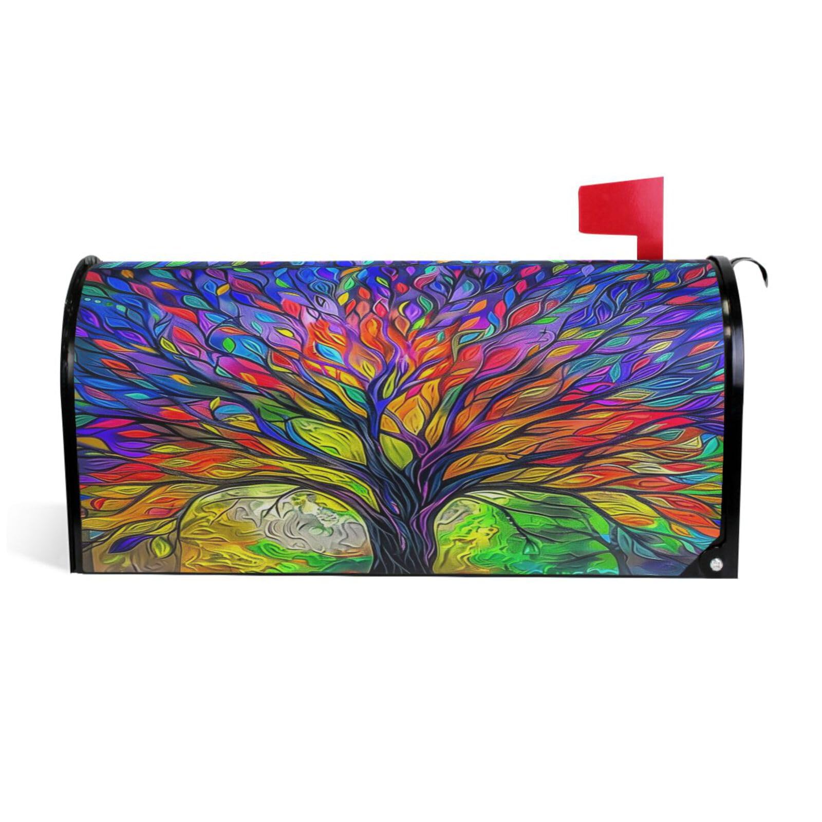 Amazon.com: Wamika Rainbow Tree of Life Mailbox Cover Colorful Forest ...