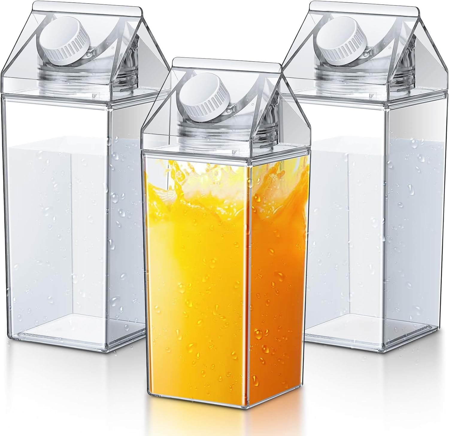 Amazon.com : Remerry 3 Pcs Milk Carton Water Bottle Square Plastic ...