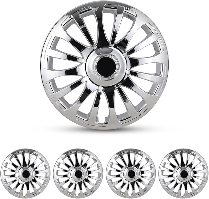 16 Inch Hubcaps Set of 4 Silver Chrome Universal Wheel Rim Cover R16 ...