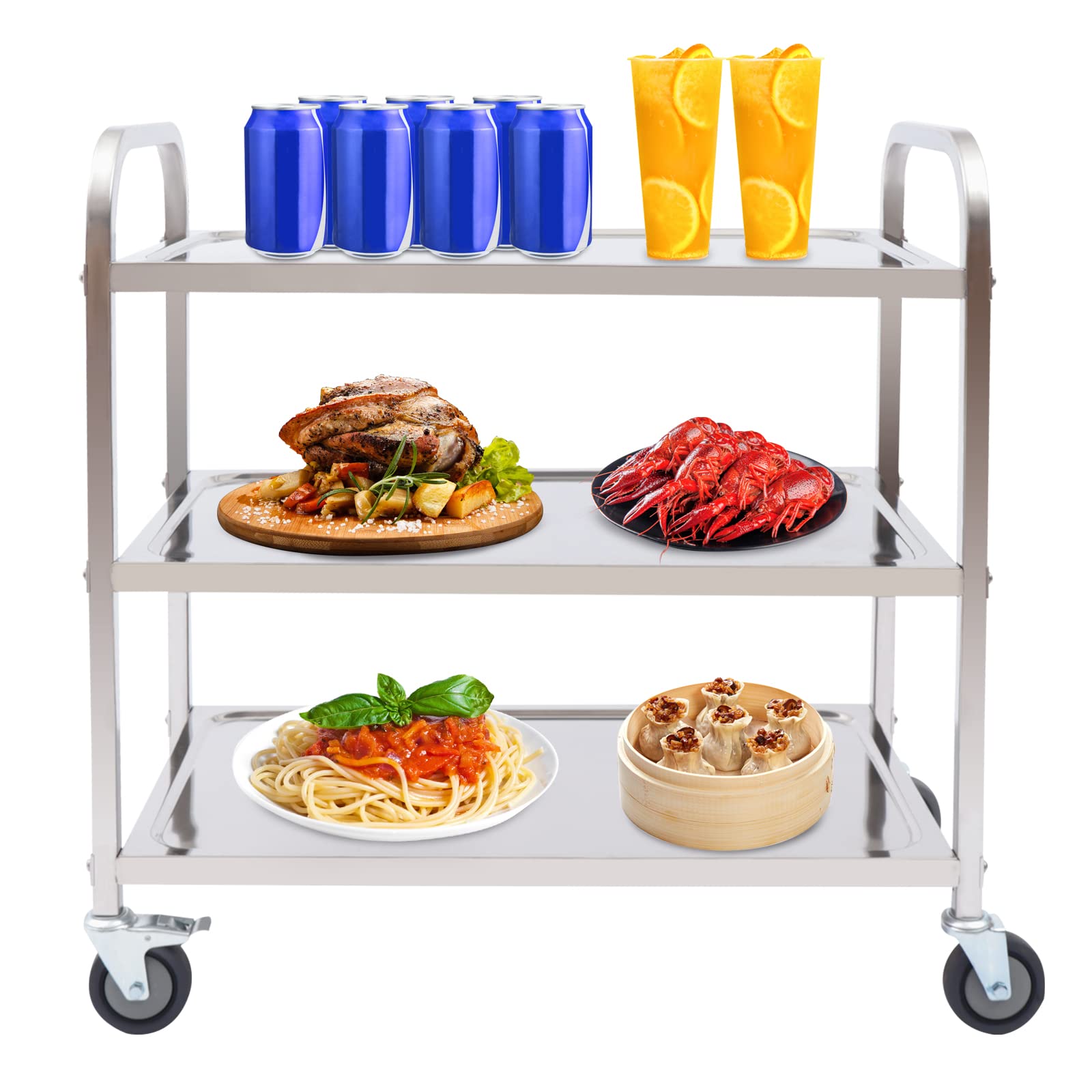 Buy BuRuiYoten Serving Trolley Stainless Steel Kitchen Trolley Service ...