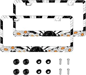 Amazon.com: Retro Sun License Plate Frames - Boho Floral License Plate ...