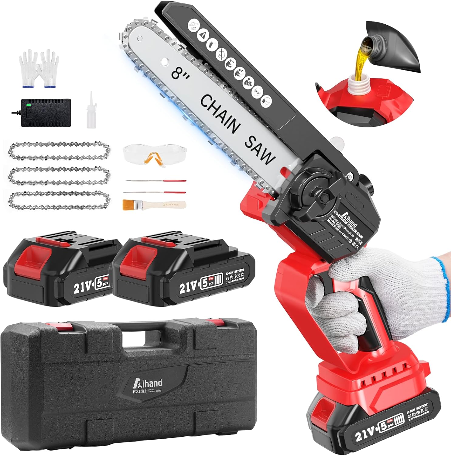 Amazon.com : Mini Brushless Chainsaw Cordless 8-Inch - Aihand Electric ...