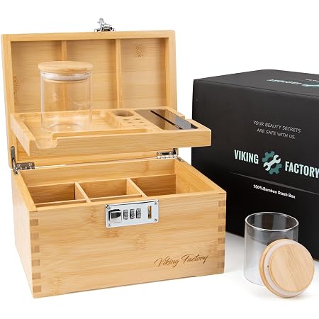 Amazon.com: Viking Factory Large Bamboo Box with Combination Lock, Home ...