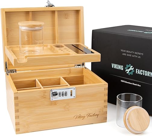 Amazon.com: Viking Factory Large Bamboo Box with Combination Lock, Home ...