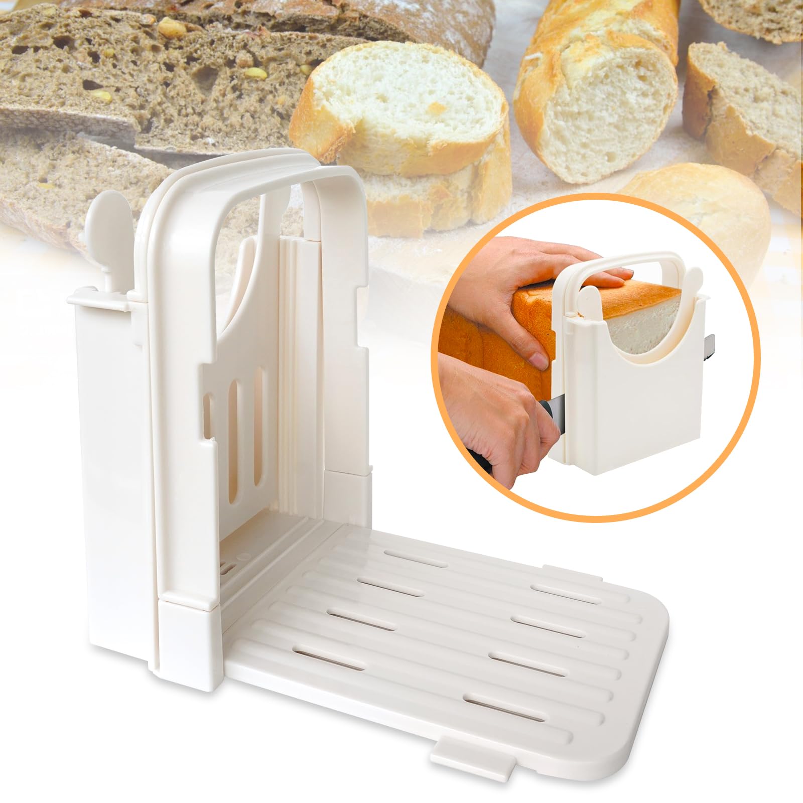 Bread Slicer for Homemade Bread, Foldable Plastic Bread Slicer Machine ...
