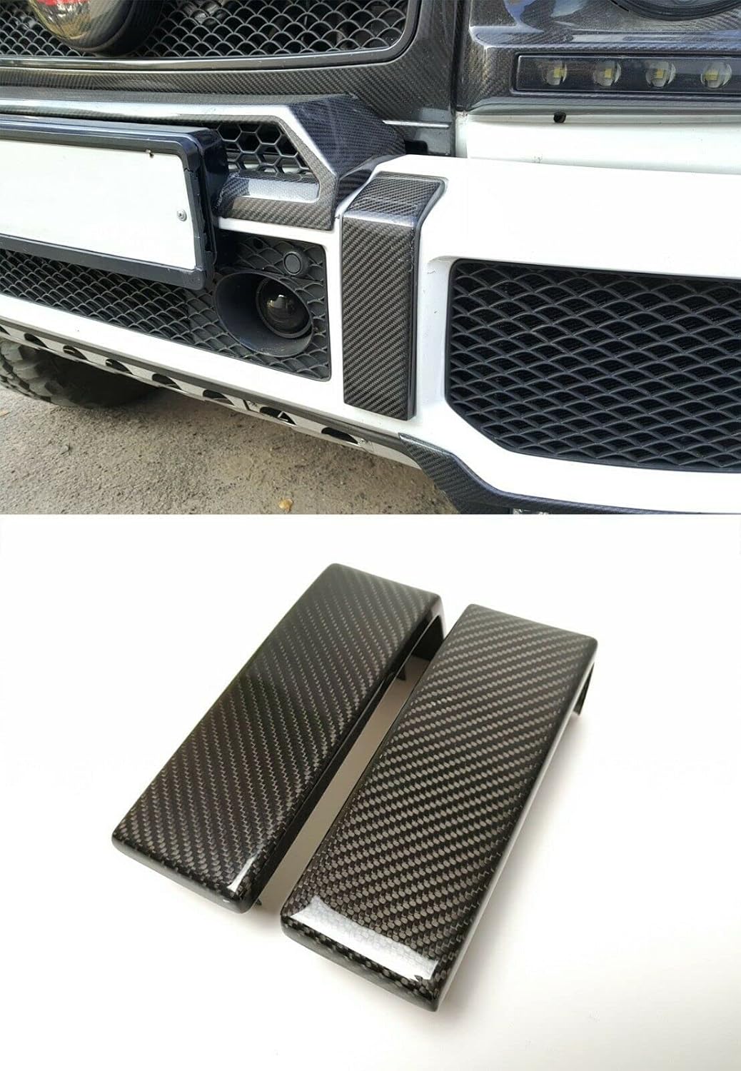 Amazon.com: Black Light Store Carbon Fiber Front Bumper Fangs Bumper ...