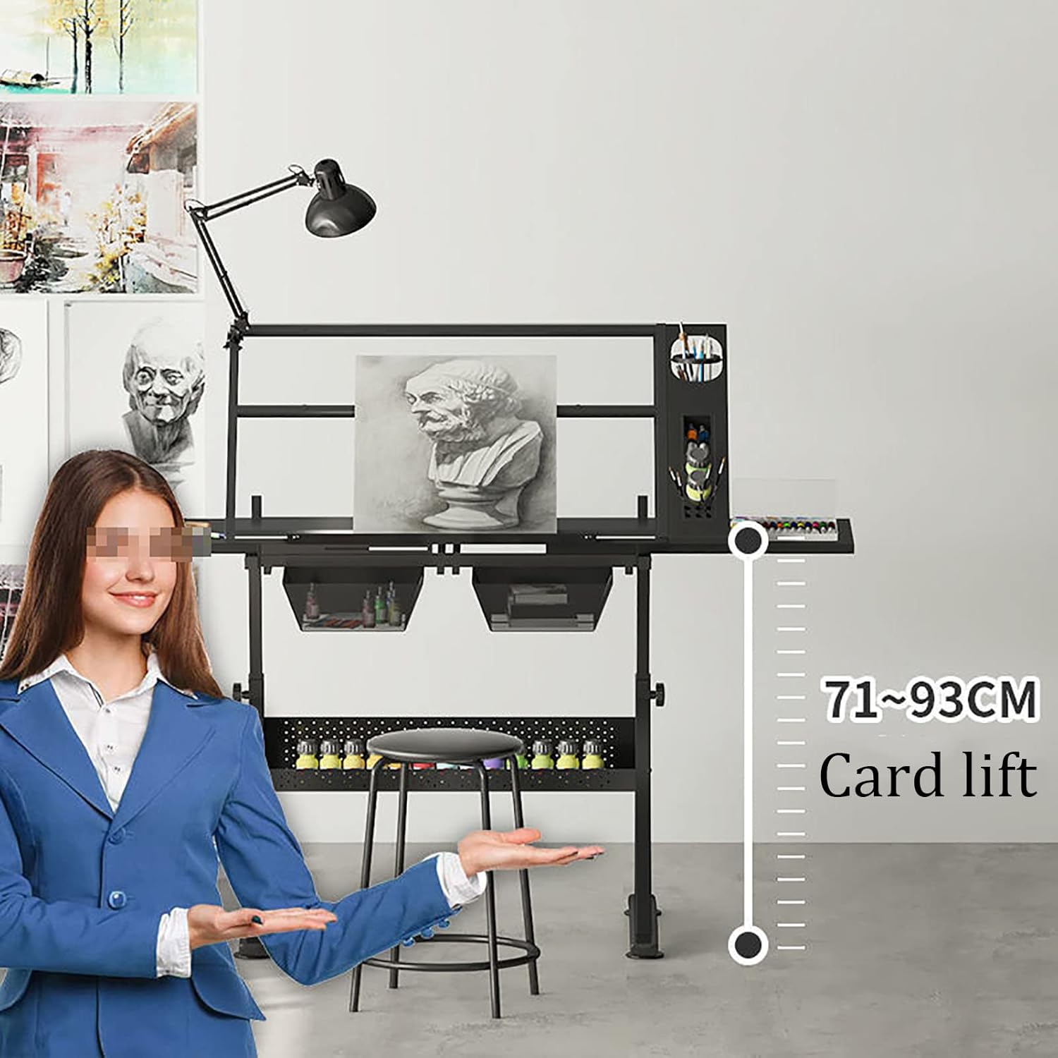 Drawing Table Adjustable Height Drawing Table, Drafting Table, Tiltable ...