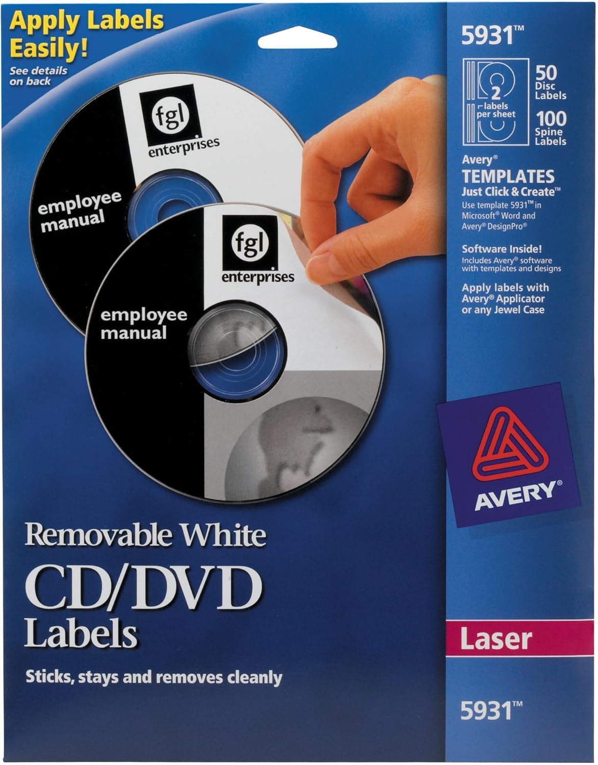 Avery Removable CD Labels, Print to The Edge, Removable Adhesive, 50 ...
