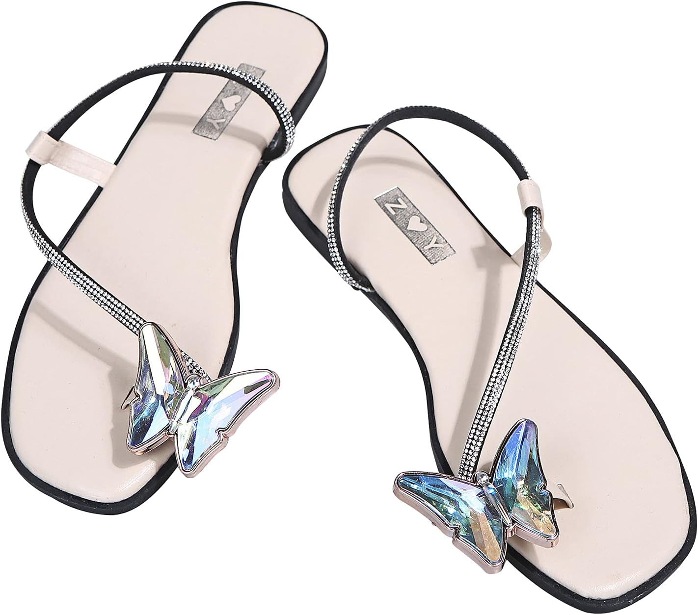 Sandales plates tendance pour femme avec anneau d'orteil en forme de ...