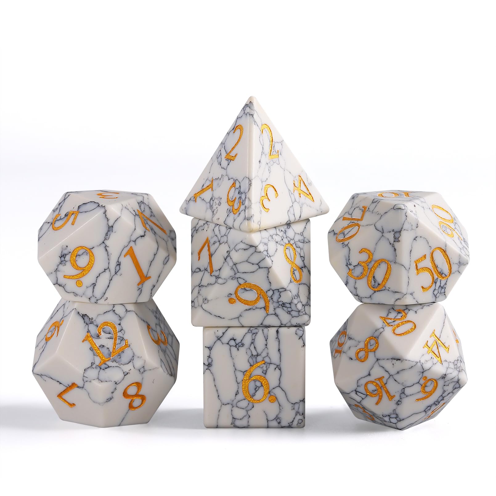 Amazon.com: Febote Gemstone Dice Set,7 Pcs Howlite Stone DND Dice with ...