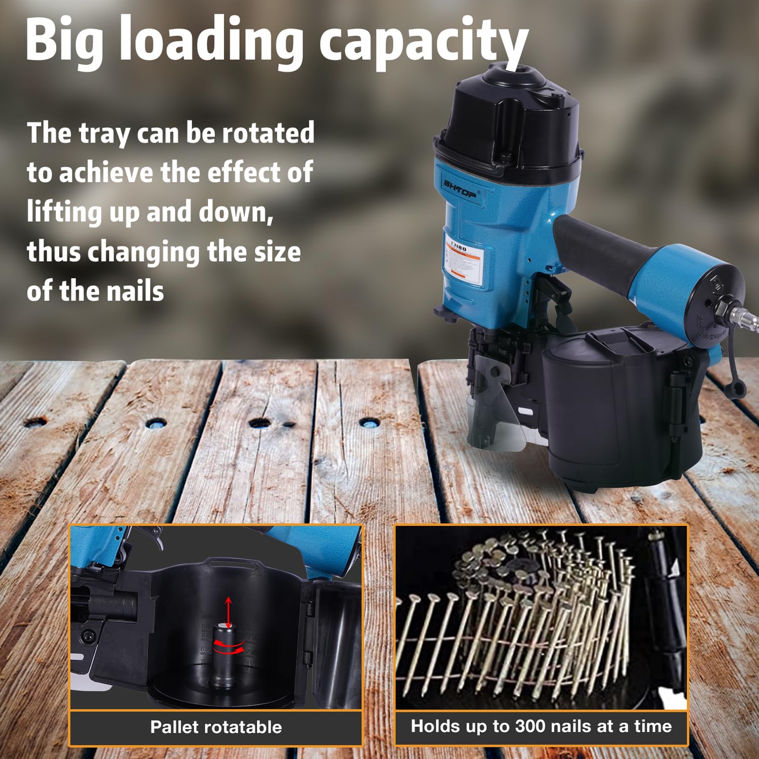 Snapklik.com : CN80 Coil Siding Nailer, 15 Degree Air Coil Nail Gun, 2 ...