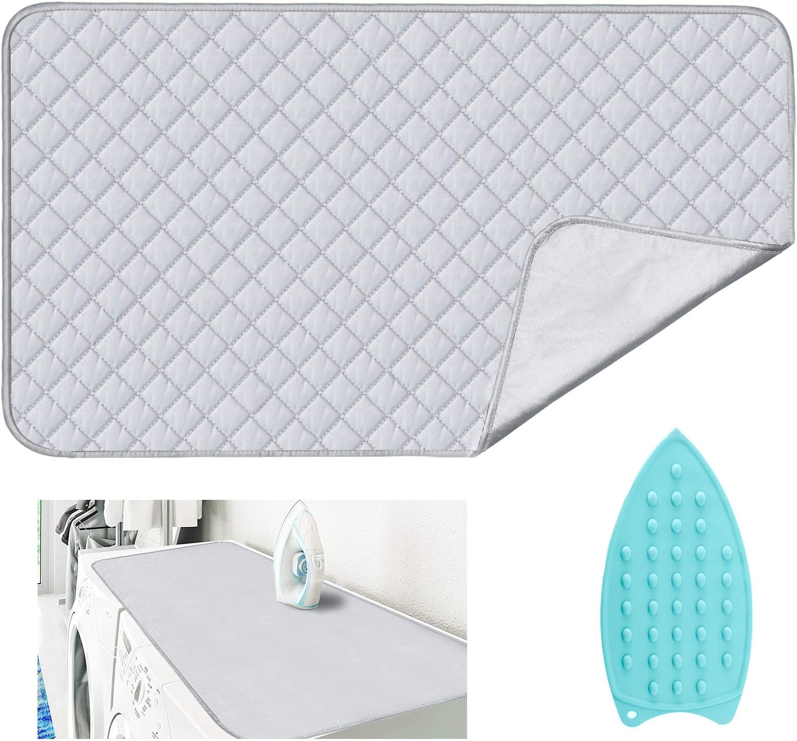 Amazon.com: JOYSOG Ironing Mat for Table Top with Iron Rest Pad ...