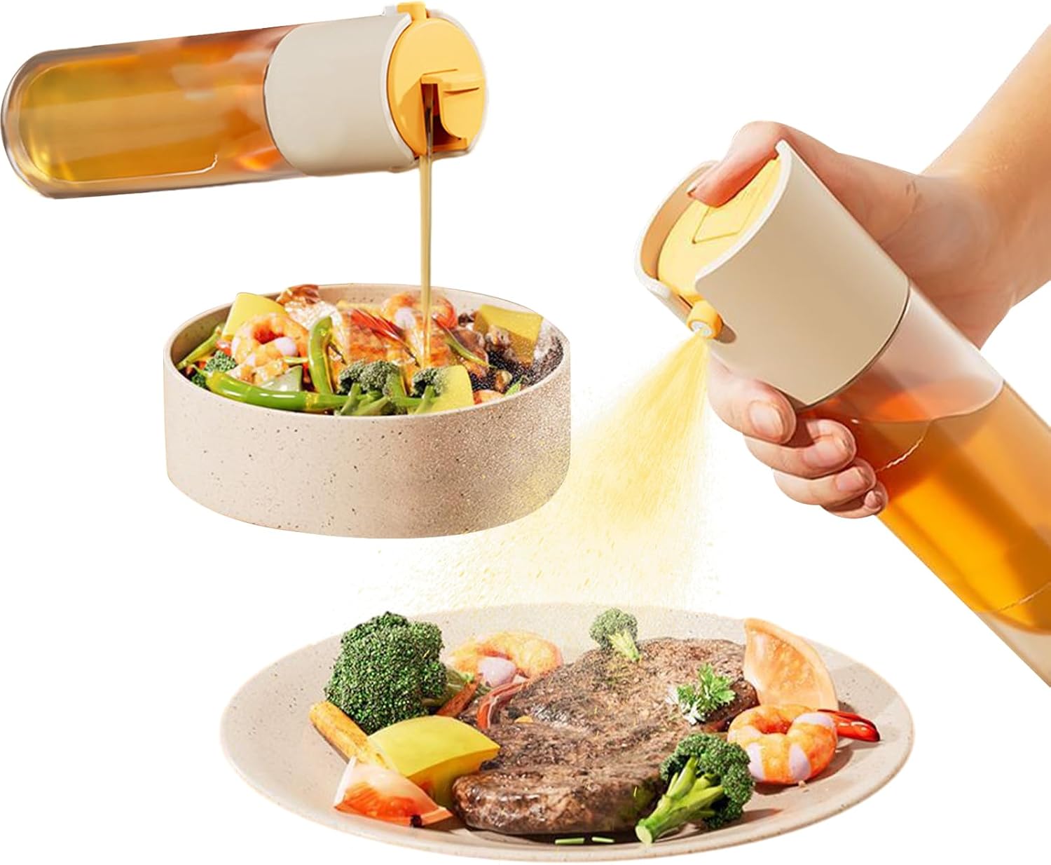 Amazon.co.jp: happykau オイルスプレー 2 in 1 オイルボトル 285ml オイルスプレーボトル 調味料入れ スプレー ガラスボトル 油 スプレー オイル差し サラダ ...