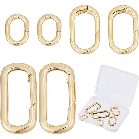 Amazon.com: SUNNYCLUE 1 Box 6Pcs 3 Sizes Brass Oval Key Rings Spring ...