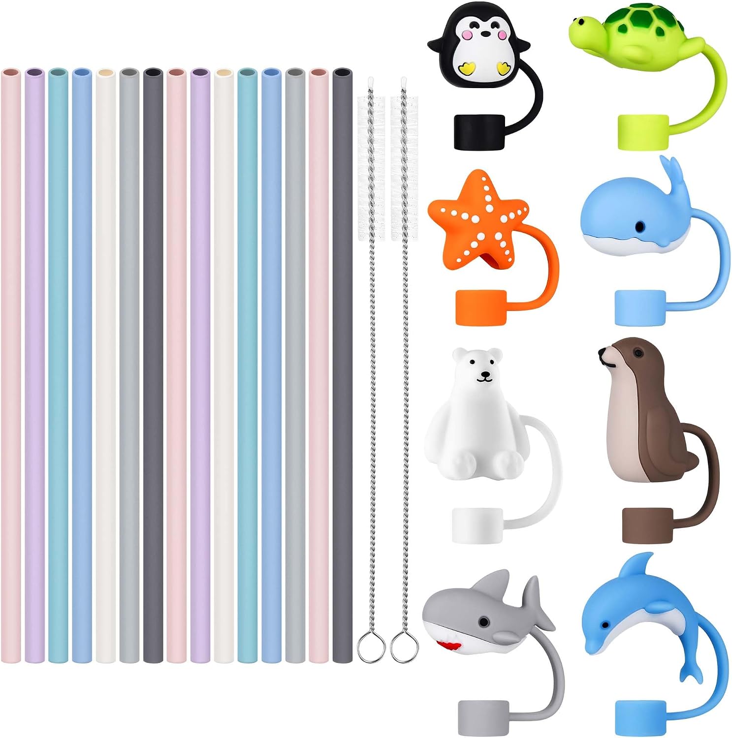 Amazon.com: 8 PCS Straw Cover & 15 PCS Silicone Straws : Home & Kitchen