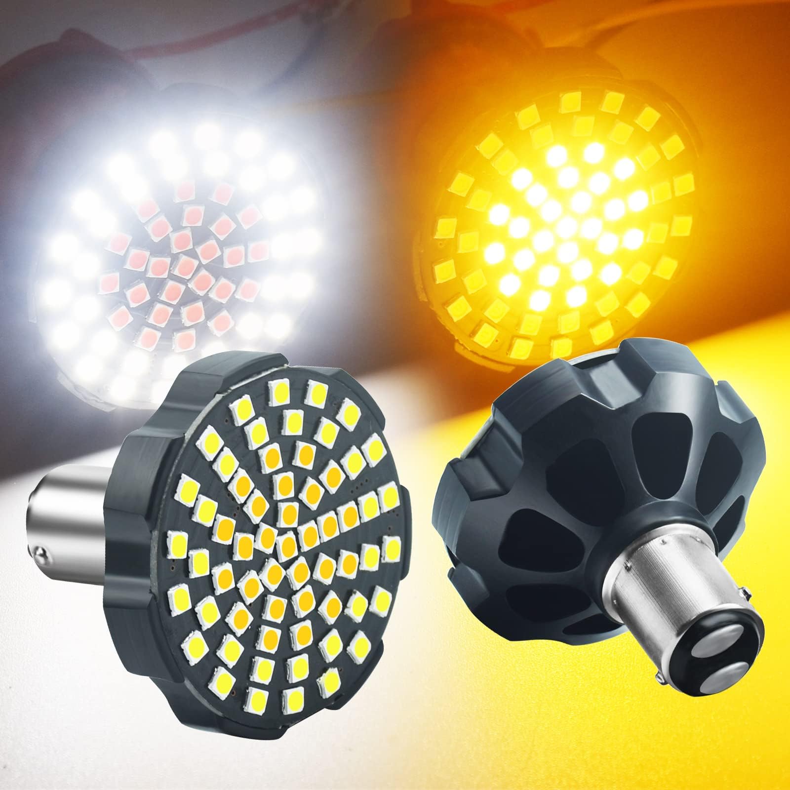 HAISECA 2pcs 1157 Motorcycle LED Turn Signal Lights Outer Ring White ...