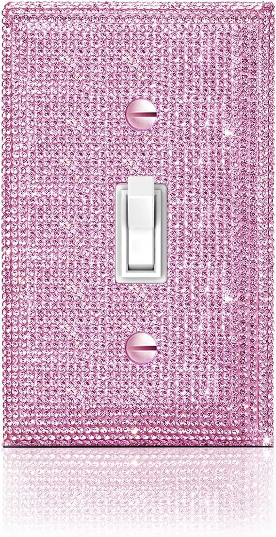 Pink Shiny Rhinestones Wall Plates Bling 1 Gang Toggle Glitter Light ...