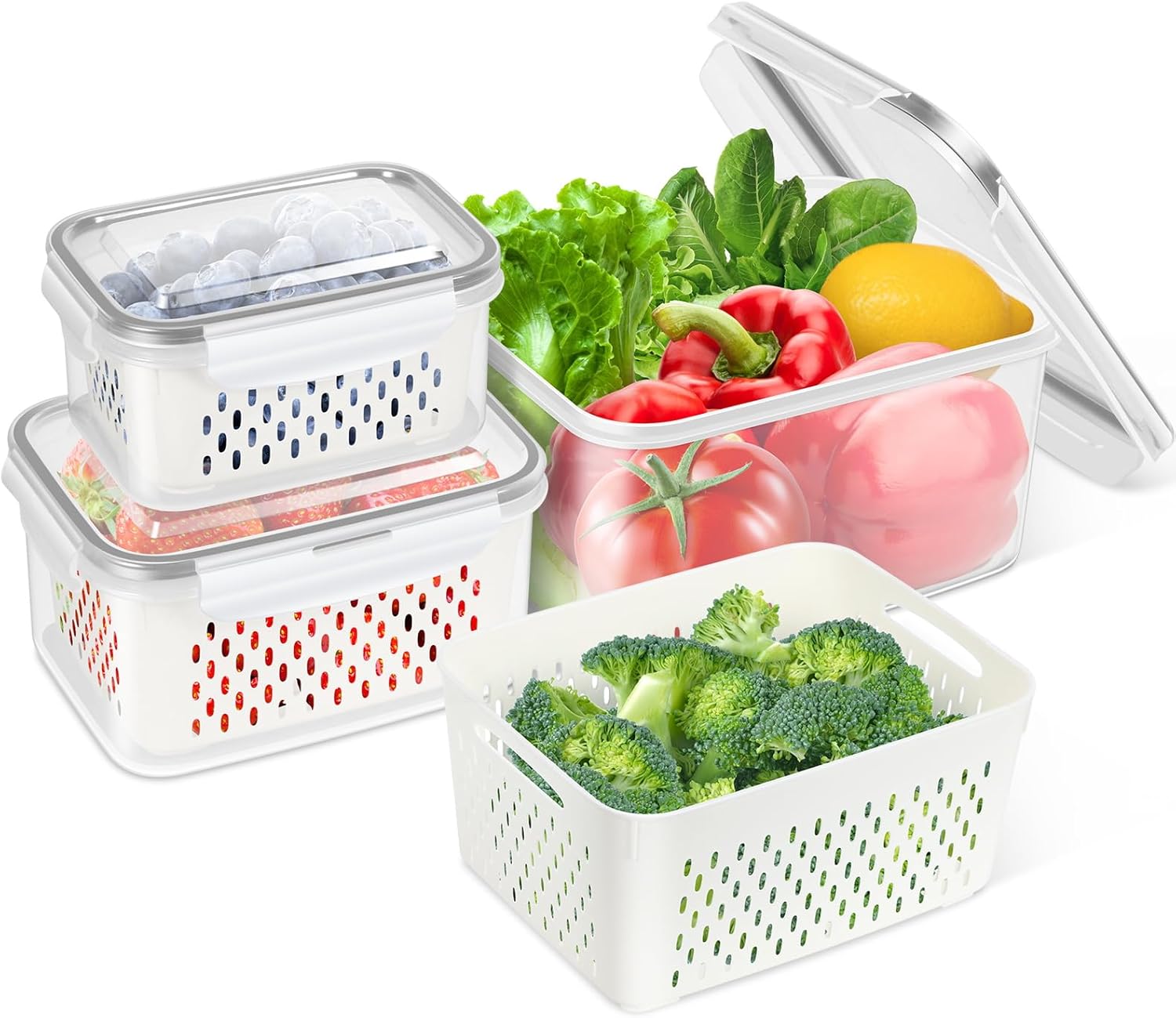 Amazon.com: ODOMU 3 Pack Fridge Berry Storage Container with Lids with ...