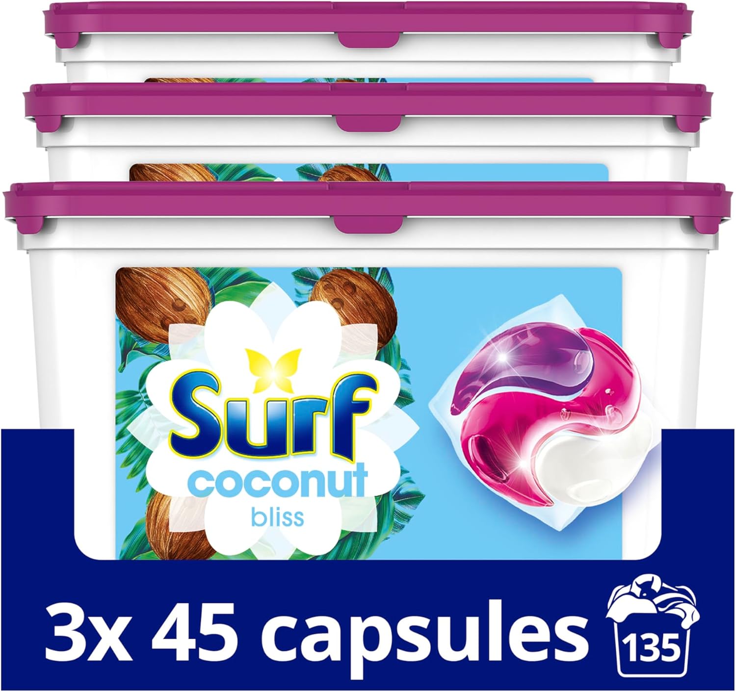 Surf Coconut Bliss 3 in 1 Capsules Washing Capsules even more fragrance ...