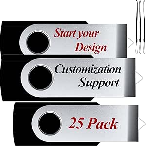 Amazon.com: USB Stick 32GB 25Pack Memory Stick 2.0 Metal Cover 360 Degree Rotate Flash Drive ...