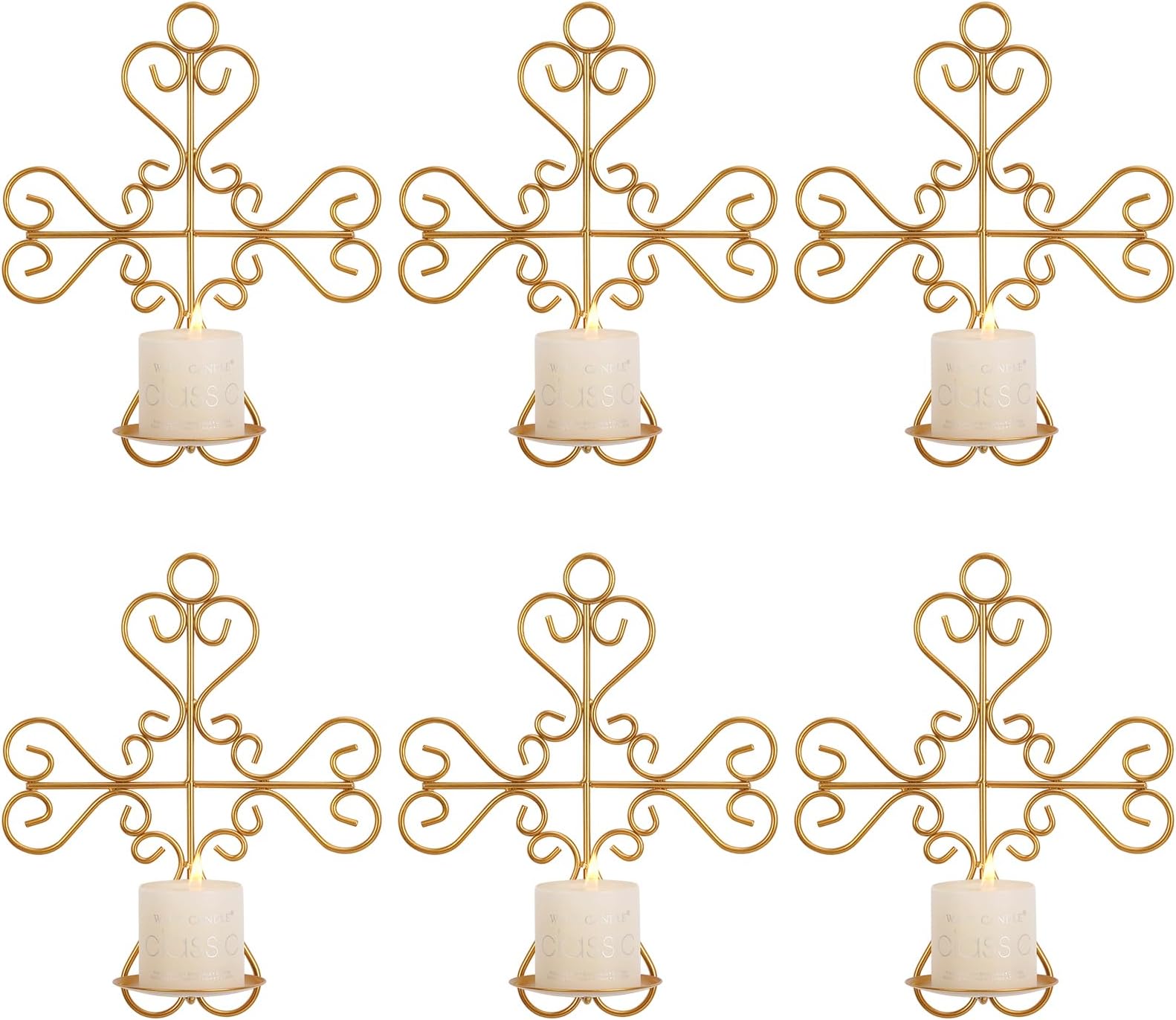Amazon.com: GYJZIFW Set of 6 Wall Candle Sconce Holder Gold Candle ...