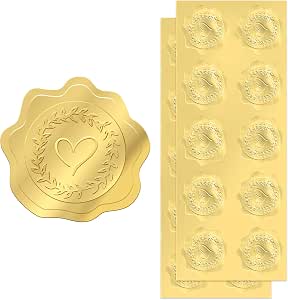 Amazon.com: 300 Pcs Embossed Gold Foil Stickers with Heart and Garland ...