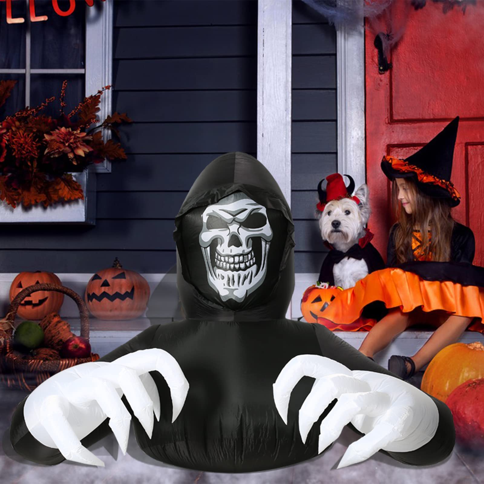 6.8FT Width Inflatables Grim Reaper Outdoor Halloween Decoration Blow ...