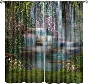 Amazon.com: GoDazzling Natural Waterfall Blackout Window Curtains ...