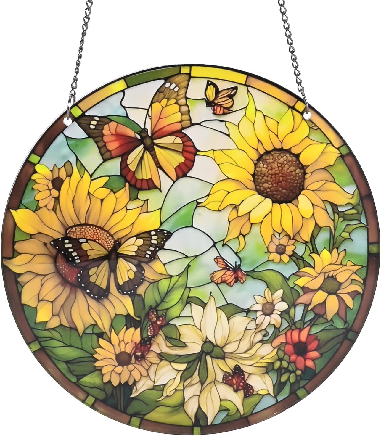 Amazon.com: Butterfly Sunflower Suncatcher - Stained Glass Suncatcher ...