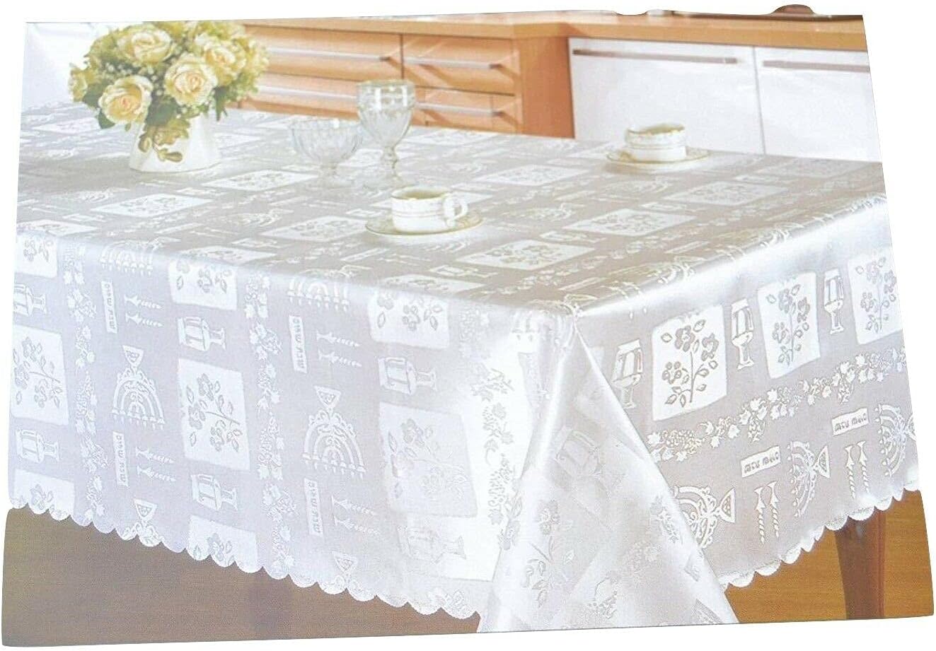 Amazon.com: New White Tablecloth for Shabbat&Yom Tov Menorah Israel ...