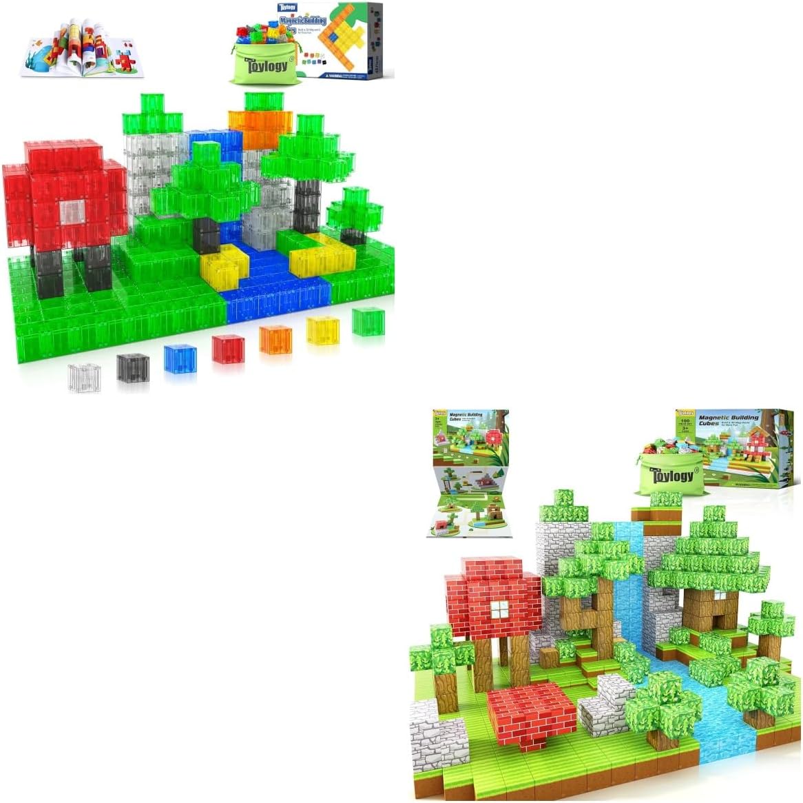 Amazon.com: Magnetic Blocks-Build Mine Magnet World Transparent Forest ...