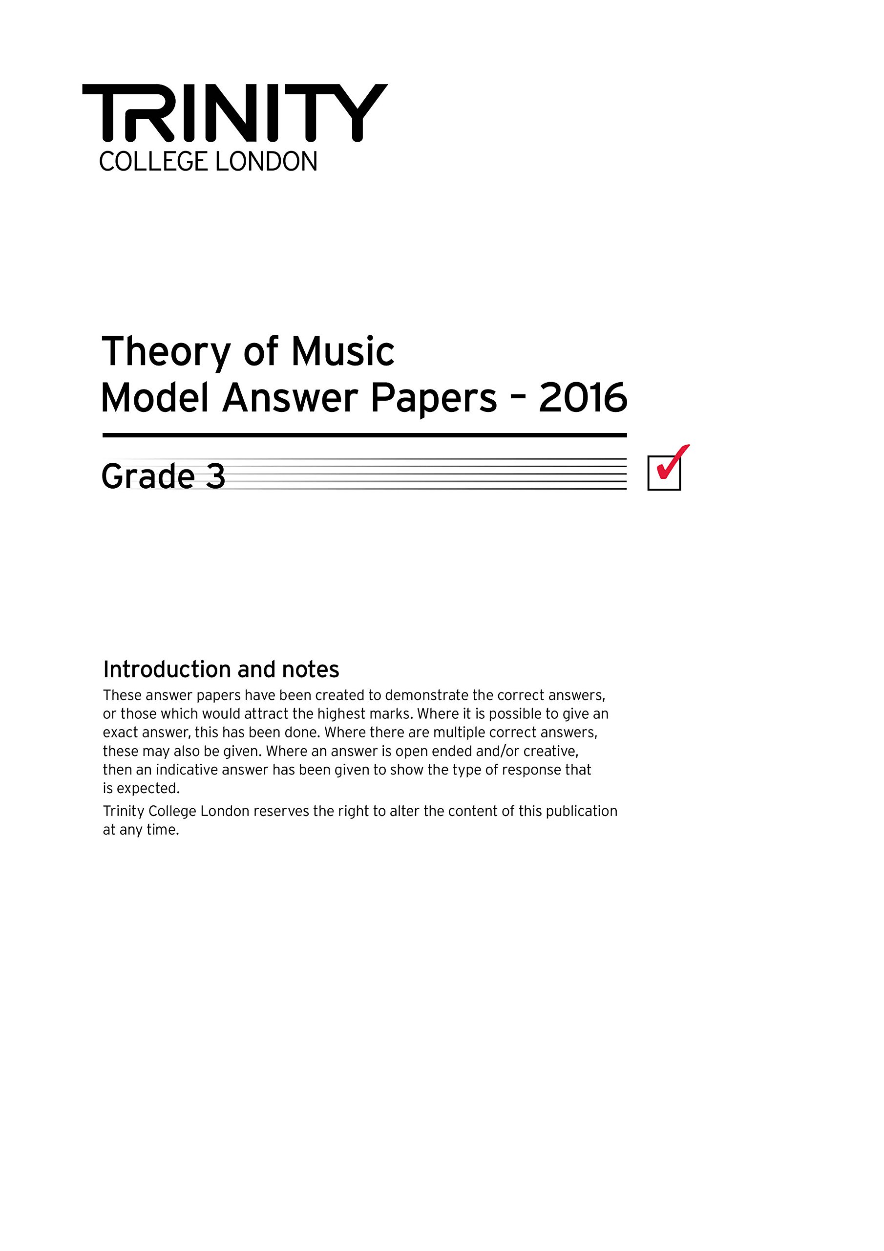 Buy Trinity College London Theory Model Answers Paper 2016 - Grade 3 ...
