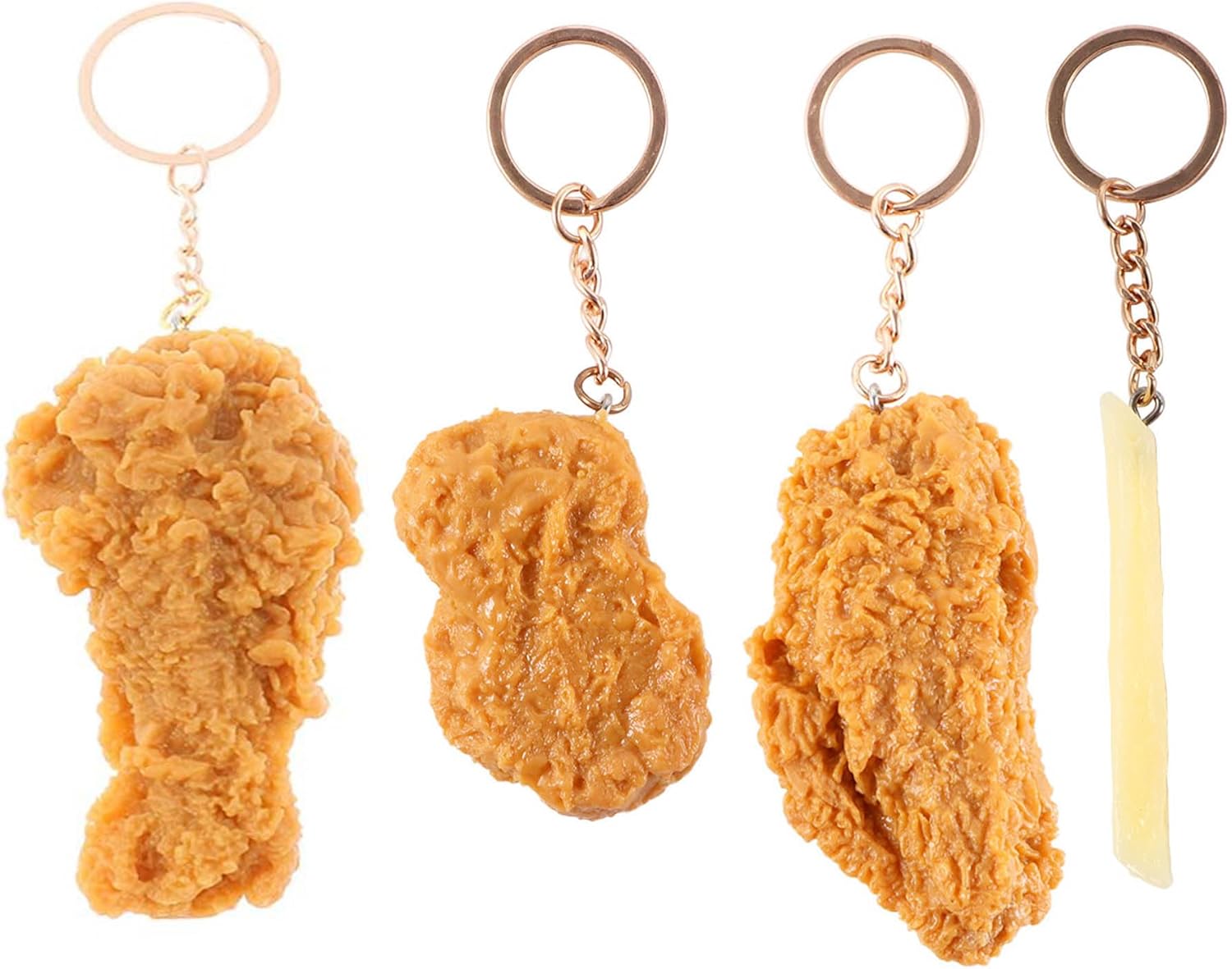 Leadigol 4pcs French Fries Chicken Nuggets Wing Food Keychain Funny ...