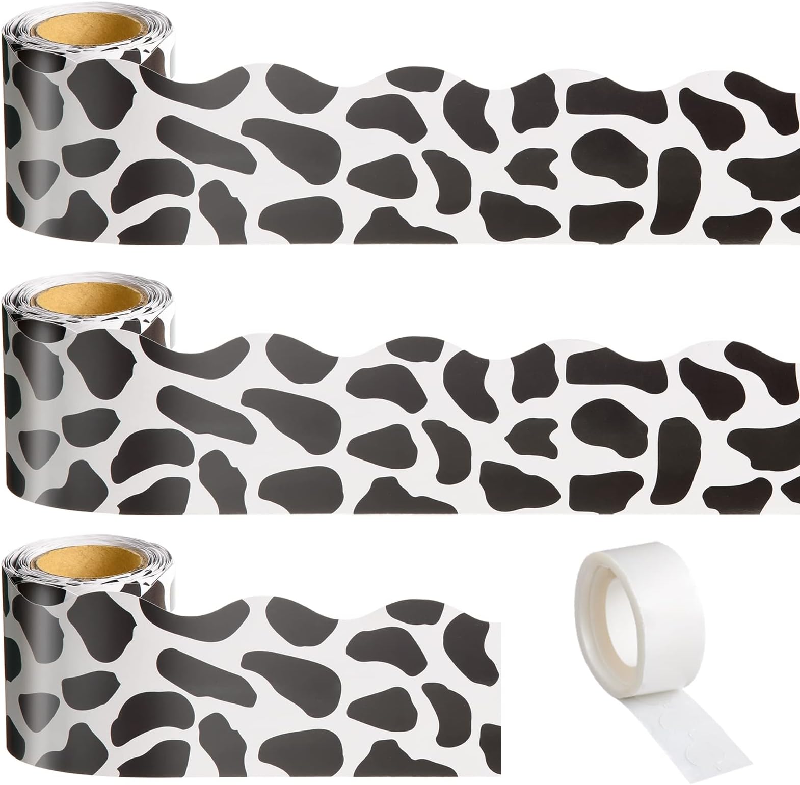 Amazon.com: 99 Feet Cow Print Bulletin Board Border 3 Rolls Scalloped ...