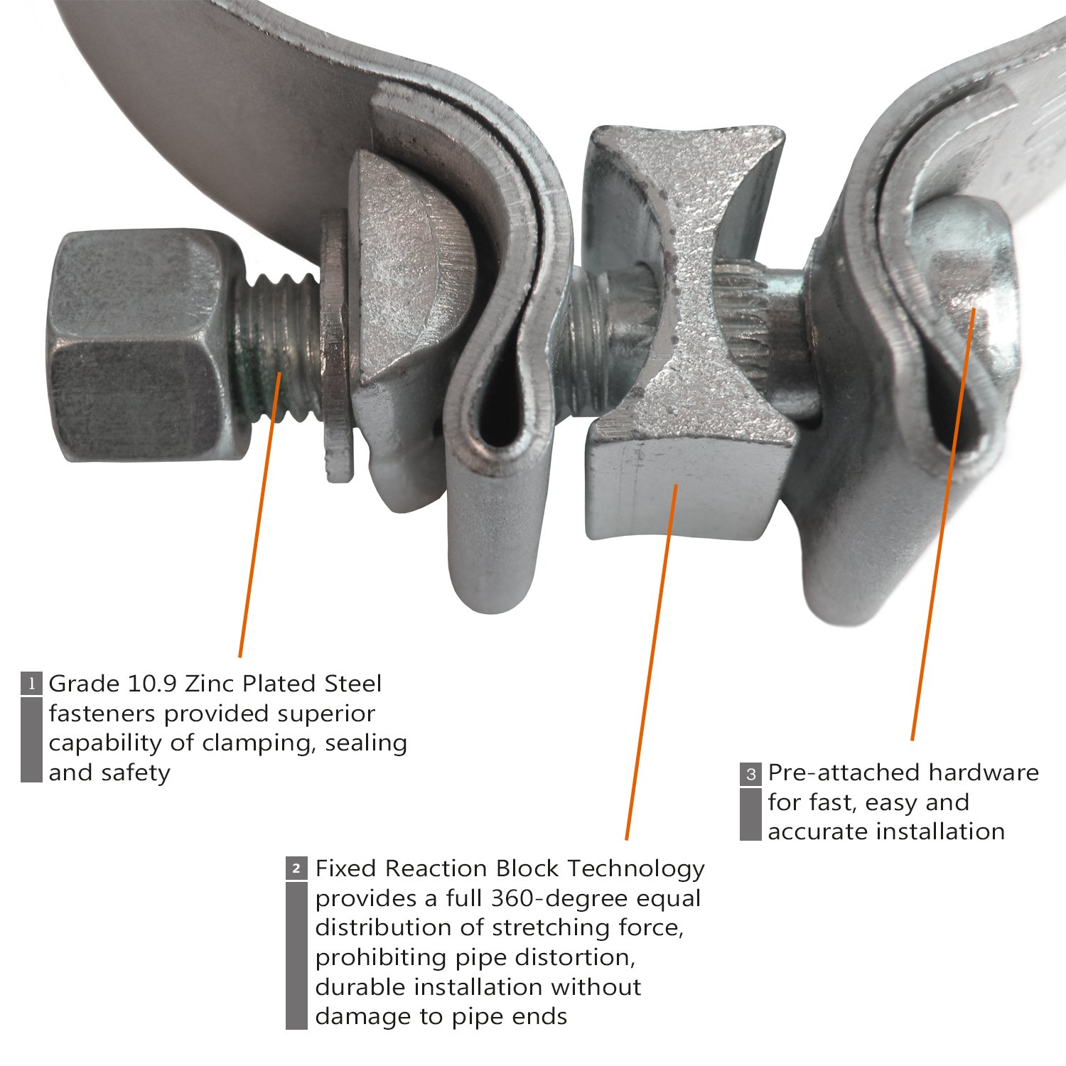 Snapklik.com : ROADFORMER 3.5 Inch Exhaust Clamp Narrow Band Clamps